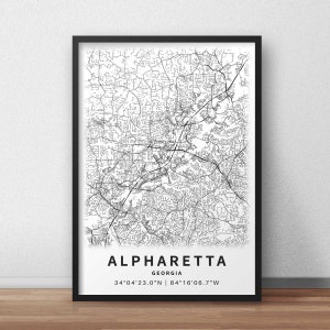 Printable Map of Alpharetta, Georgia, USA With Street Names - Instant ...