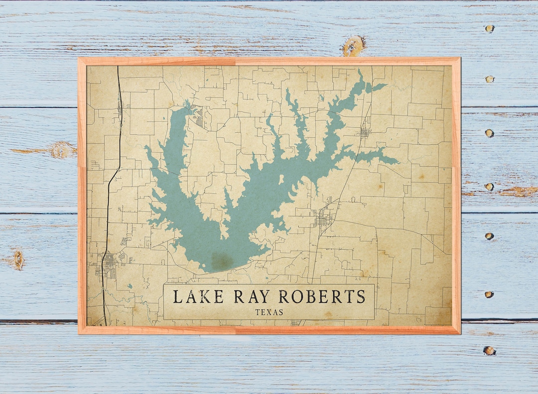 Vintage Style Map of Lake Ray Roberts Texas USA Instant - Etsy