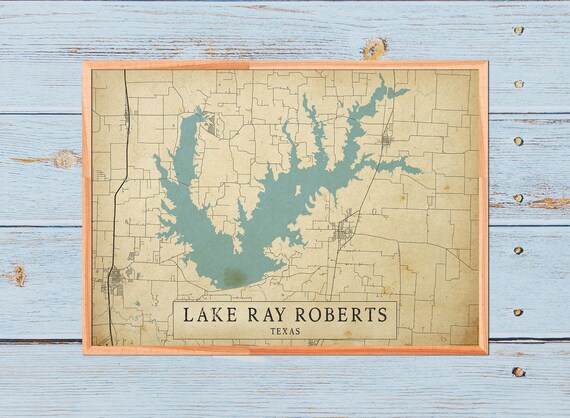 Vintage Style Map of Lake Ray Roberts Texas USA Instant | Etsy
