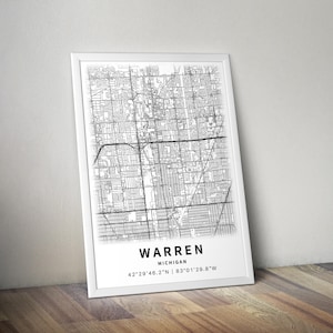 Printable Map of Warren, Michigan, USA With Street Names - Instant ...