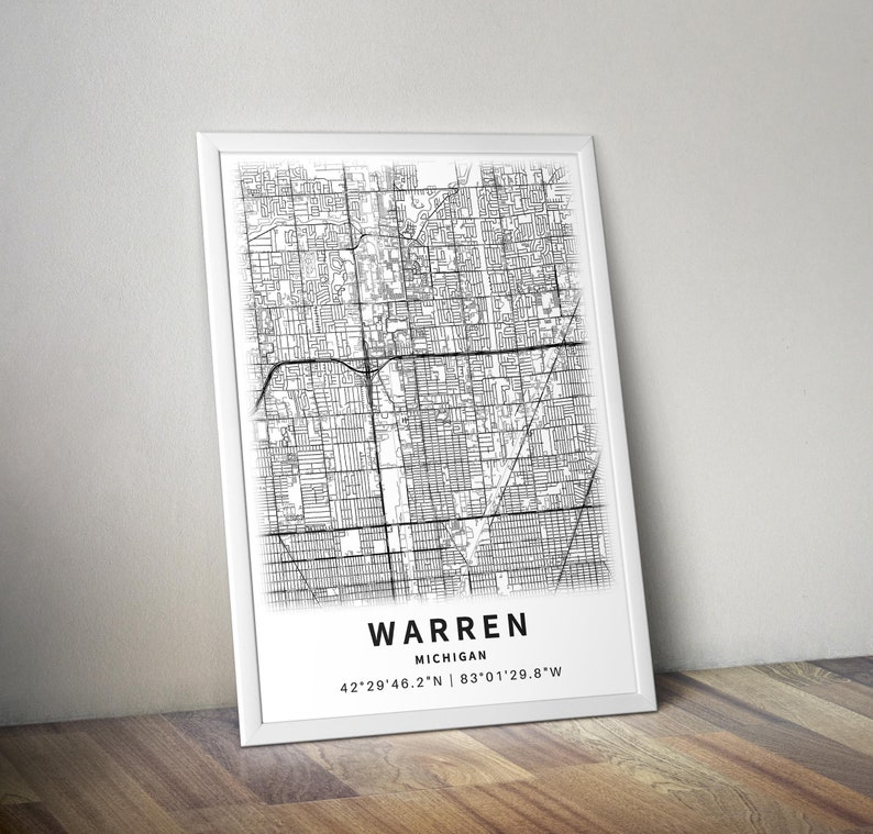 Printable Map of Warren, Michigan, USA With Street Names - Instant ...