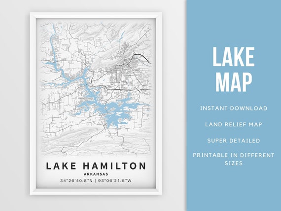Printable Map of Lake Hamilton Arkansas United States | Etsy