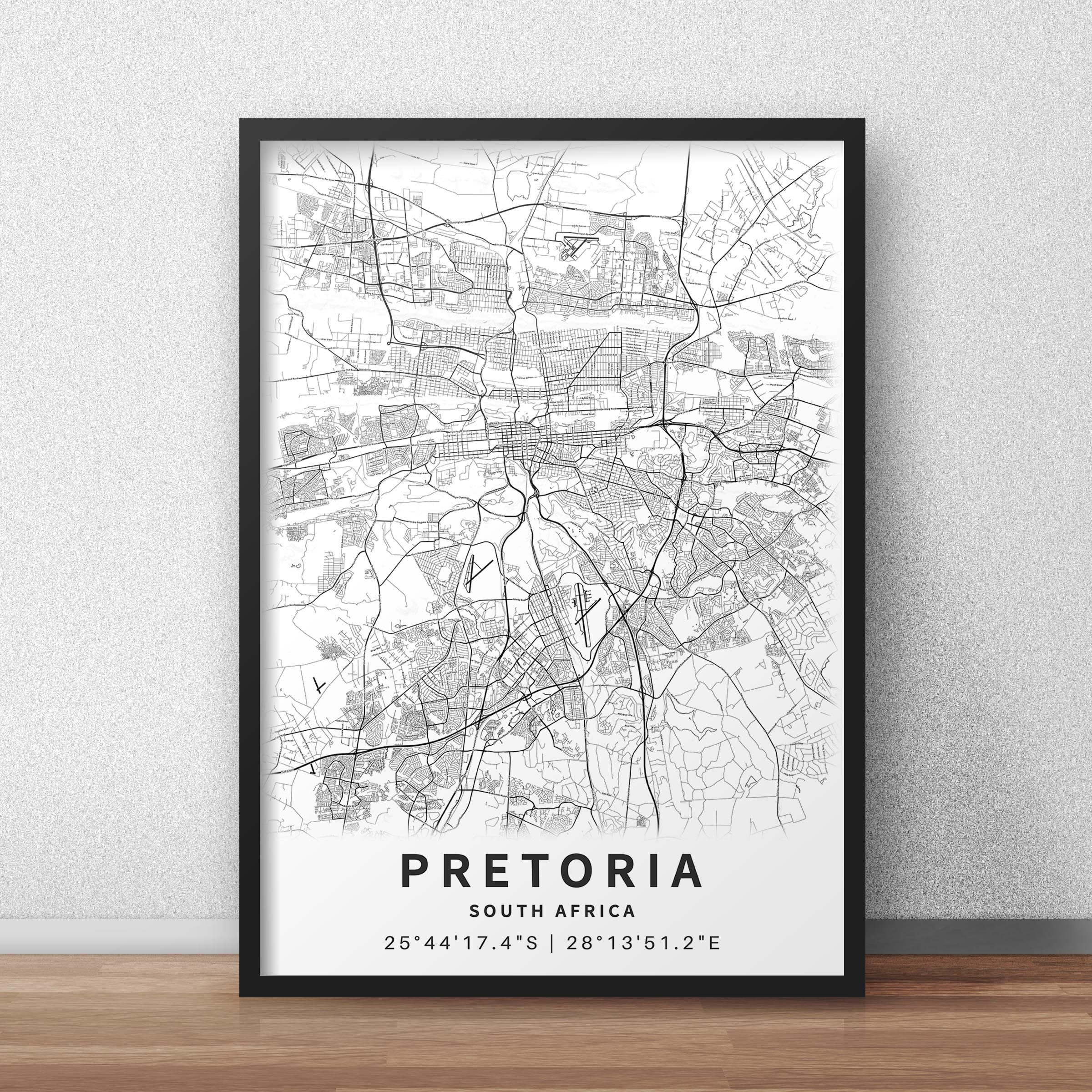 Printable Map of Pretoria, South Africa With Street Names - Instant ...