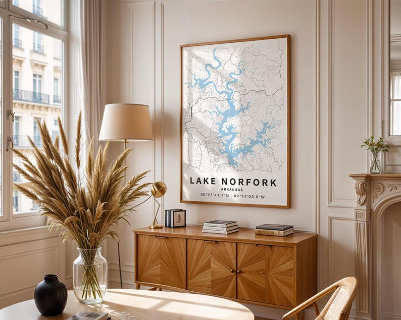 Norfork Lake Map Poster, Printable Arkansas Lake Decor (instant ...