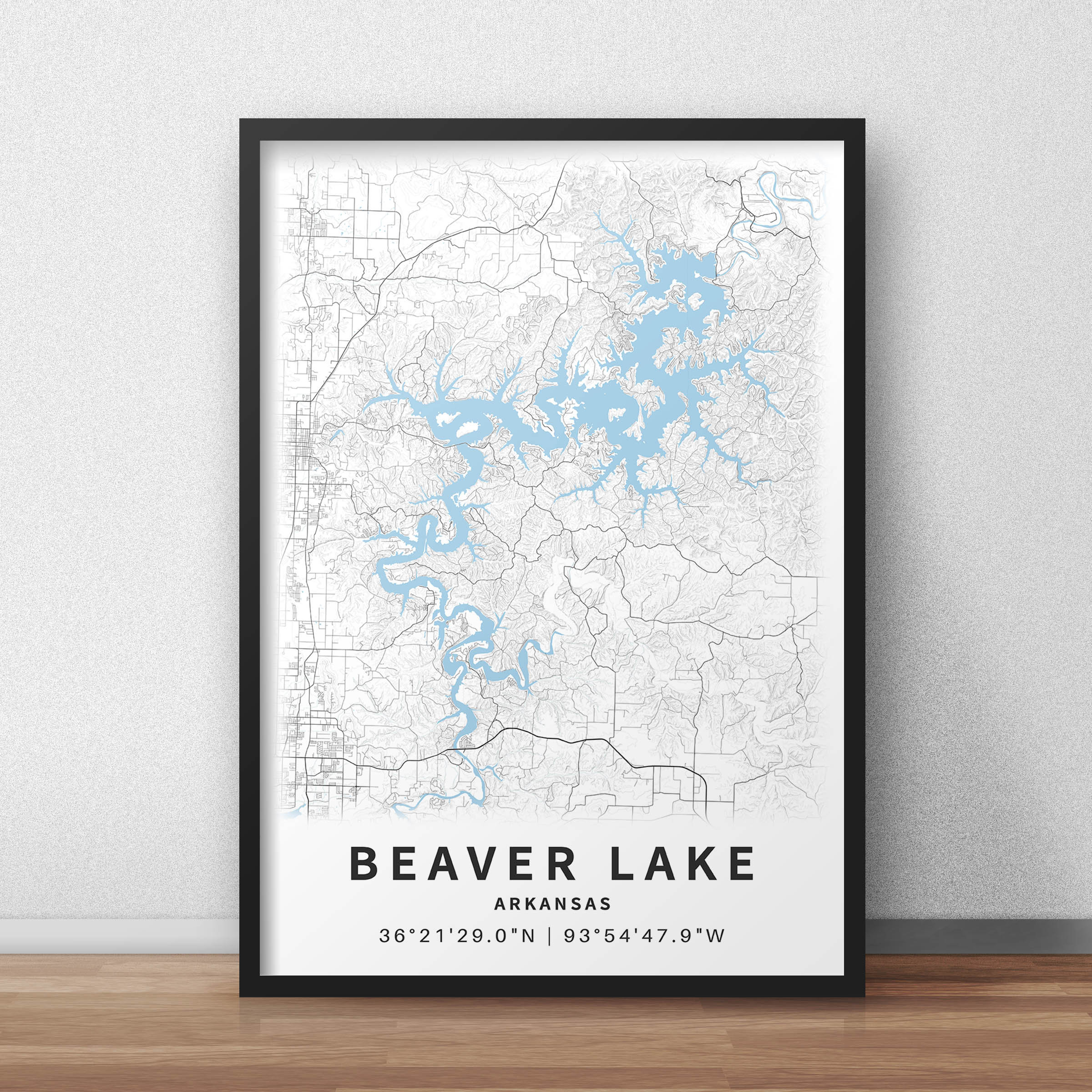 Printable Map of Beaver Lake White River Arkansas United | Etsy