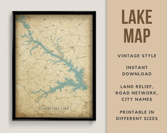 1960 Map of Nottely Lake Georgia - Etsy