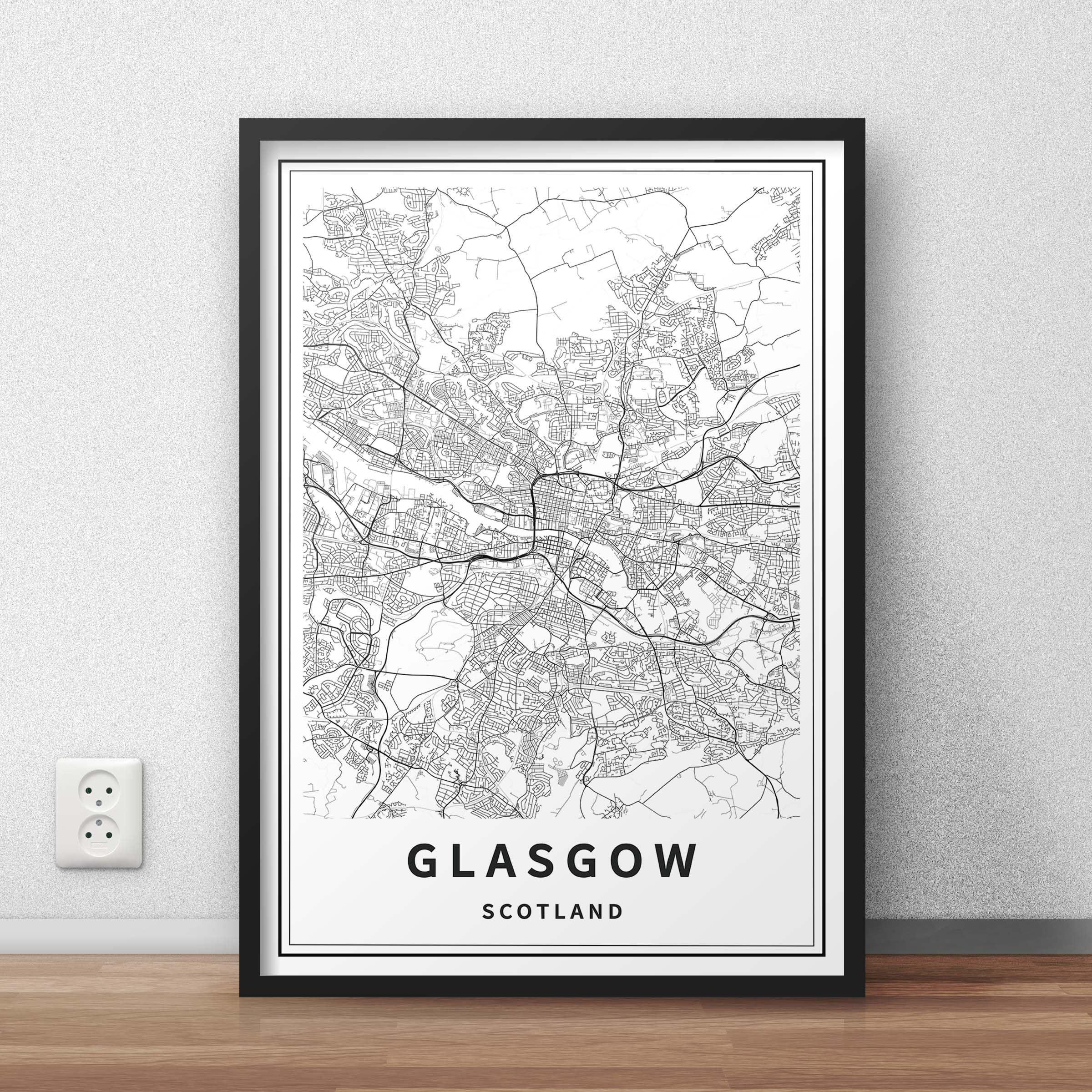 Printable Map of Glasgow Scotland United Kingdom Instant | Etsy
