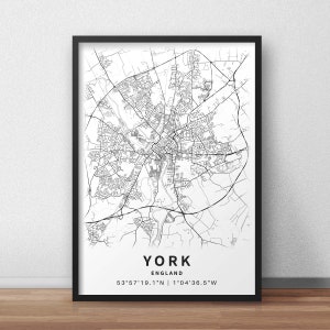 Printable Map of York, England, United Kingdom With Street Names ...