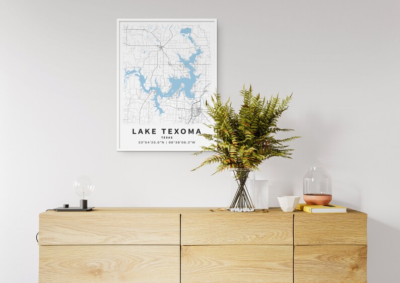 Printable Map of Lake Texoma Oklahoma Texas United States - Etsy