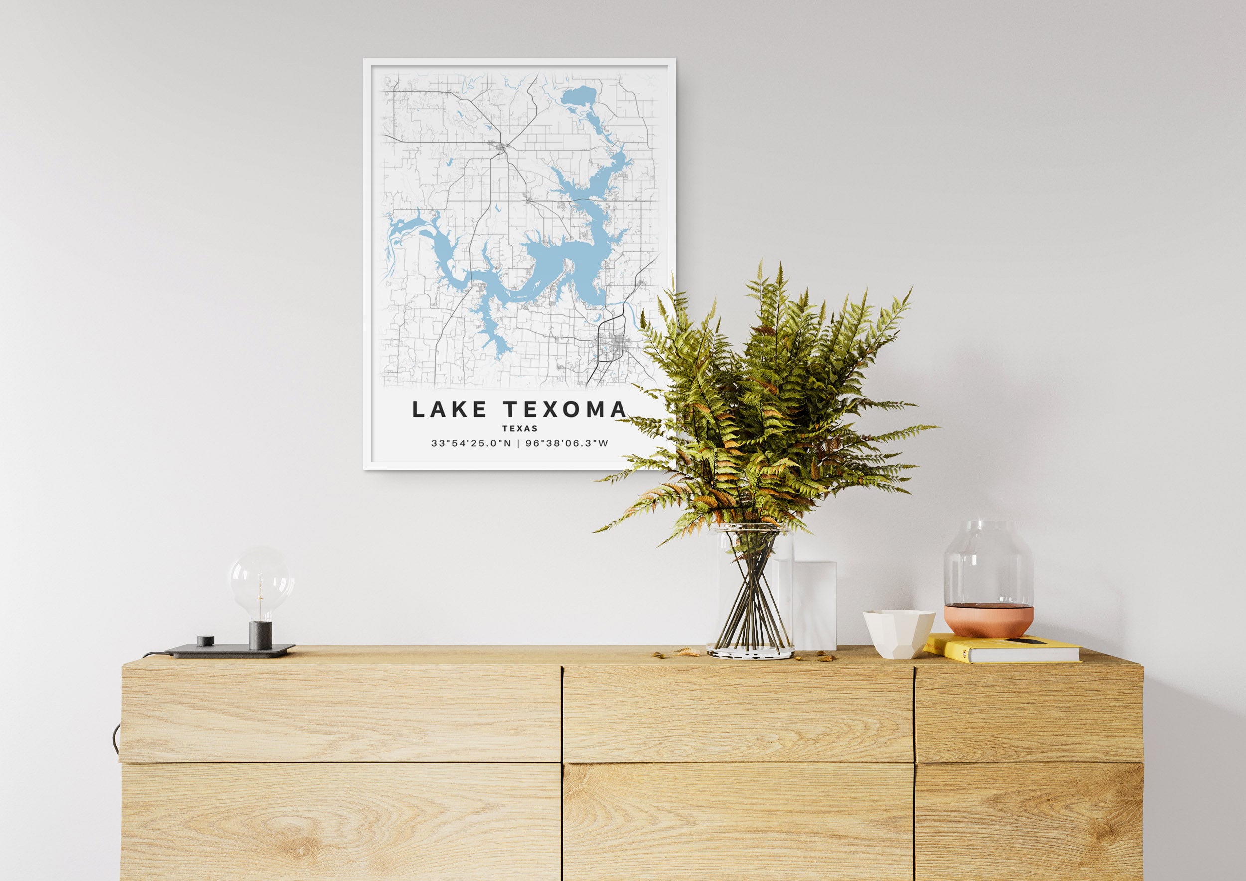 Printable Map of Lake Texoma Oklahoma Texas United States - Etsy