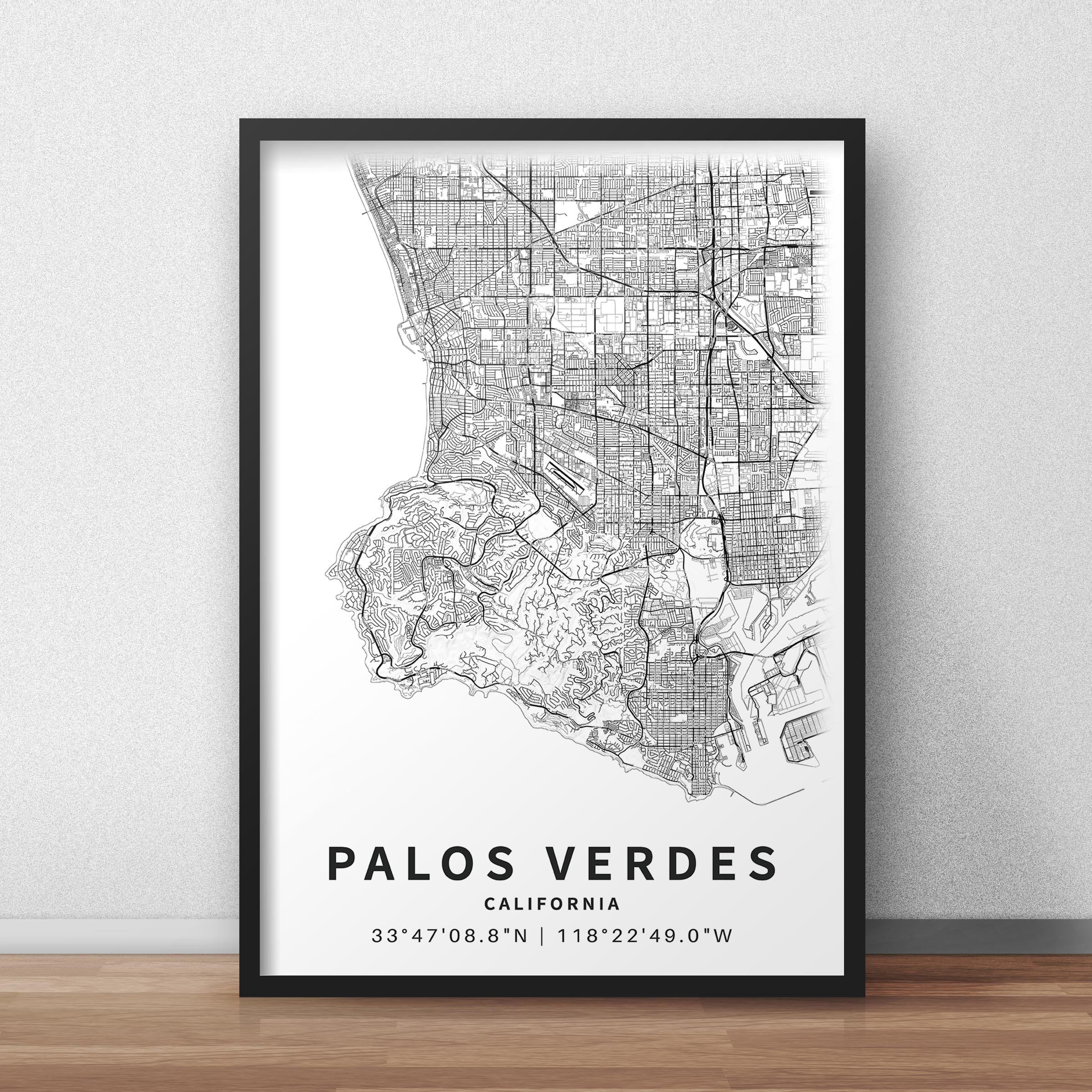 Printable Map of Rancho Palos Verdes, California, USA With Street Names ...
