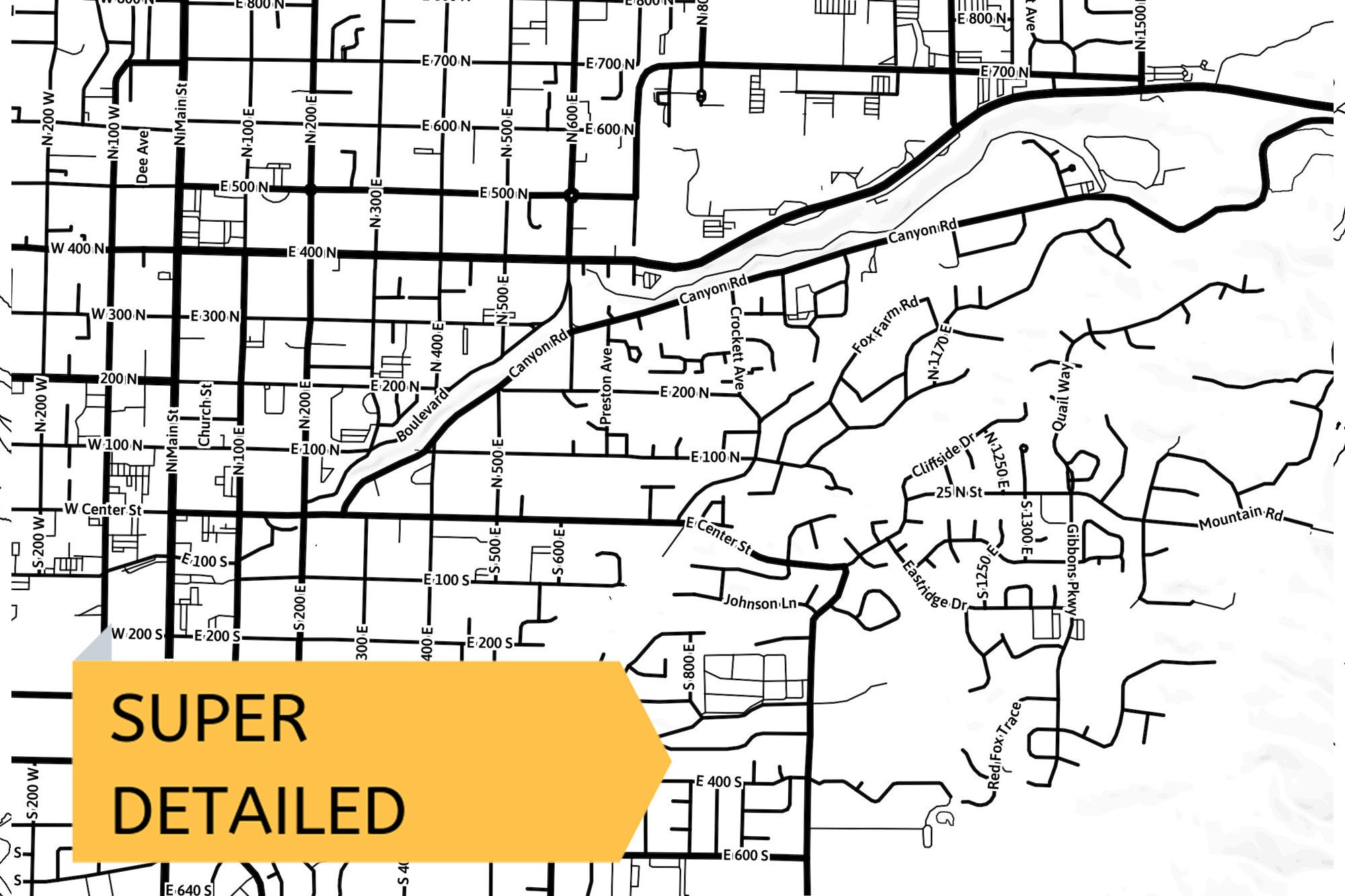 Printable Map of Logan, Utah, USA With Street Names - Instant Download ...