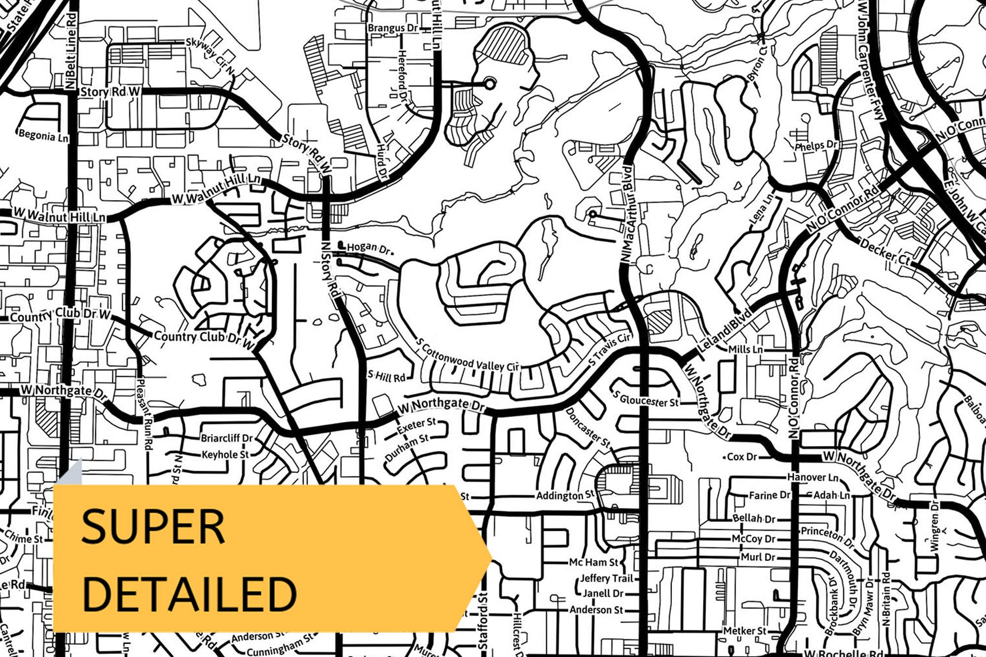 Printable Map of Irving, Texas, USA With Street Names - Instant ...