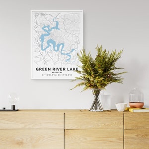 Printable Map of Green River Lake, Kentucky, US - Instant Download ...