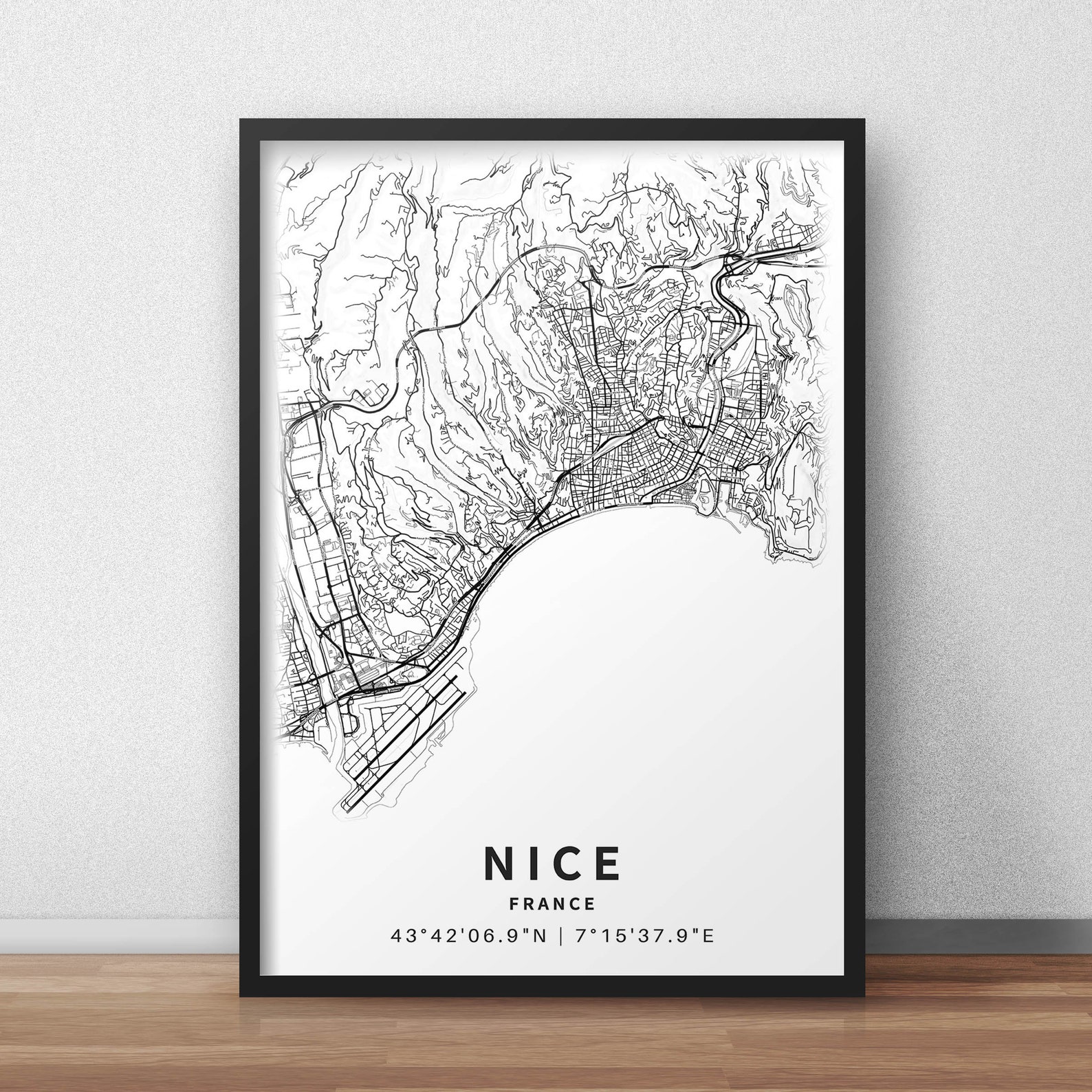 Printable Map of Nice France With Street Names French Riviera - Etsy