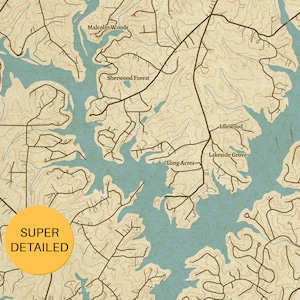 Vintage Style Map of Jackson Lake, Georgia, USA With City Names ...