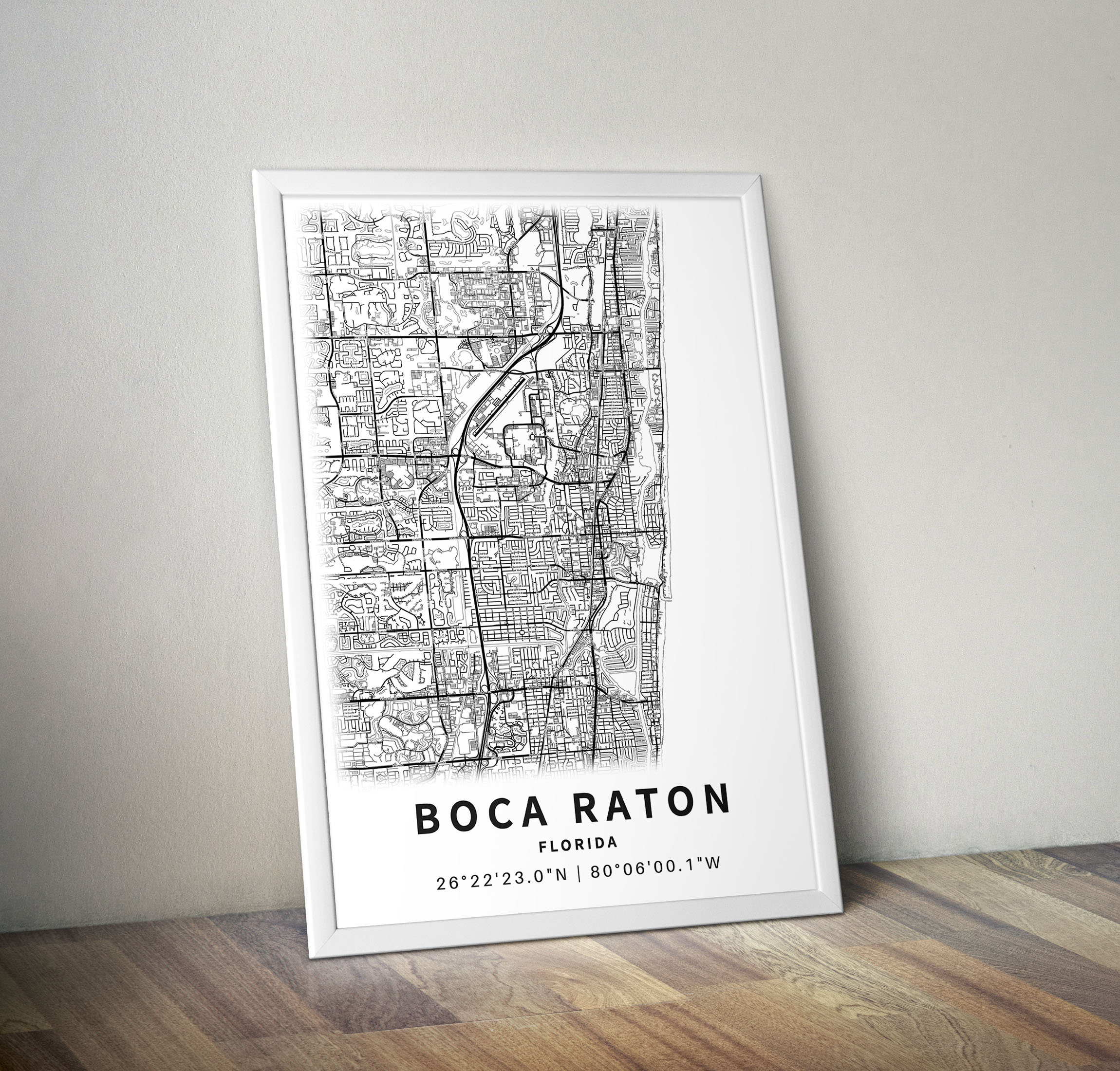Printable Map of Boca Raton FL Florida USA with street names | Etsy