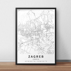 Printable Map of Zagreb, Croatia With Street Names - Instant Download ...