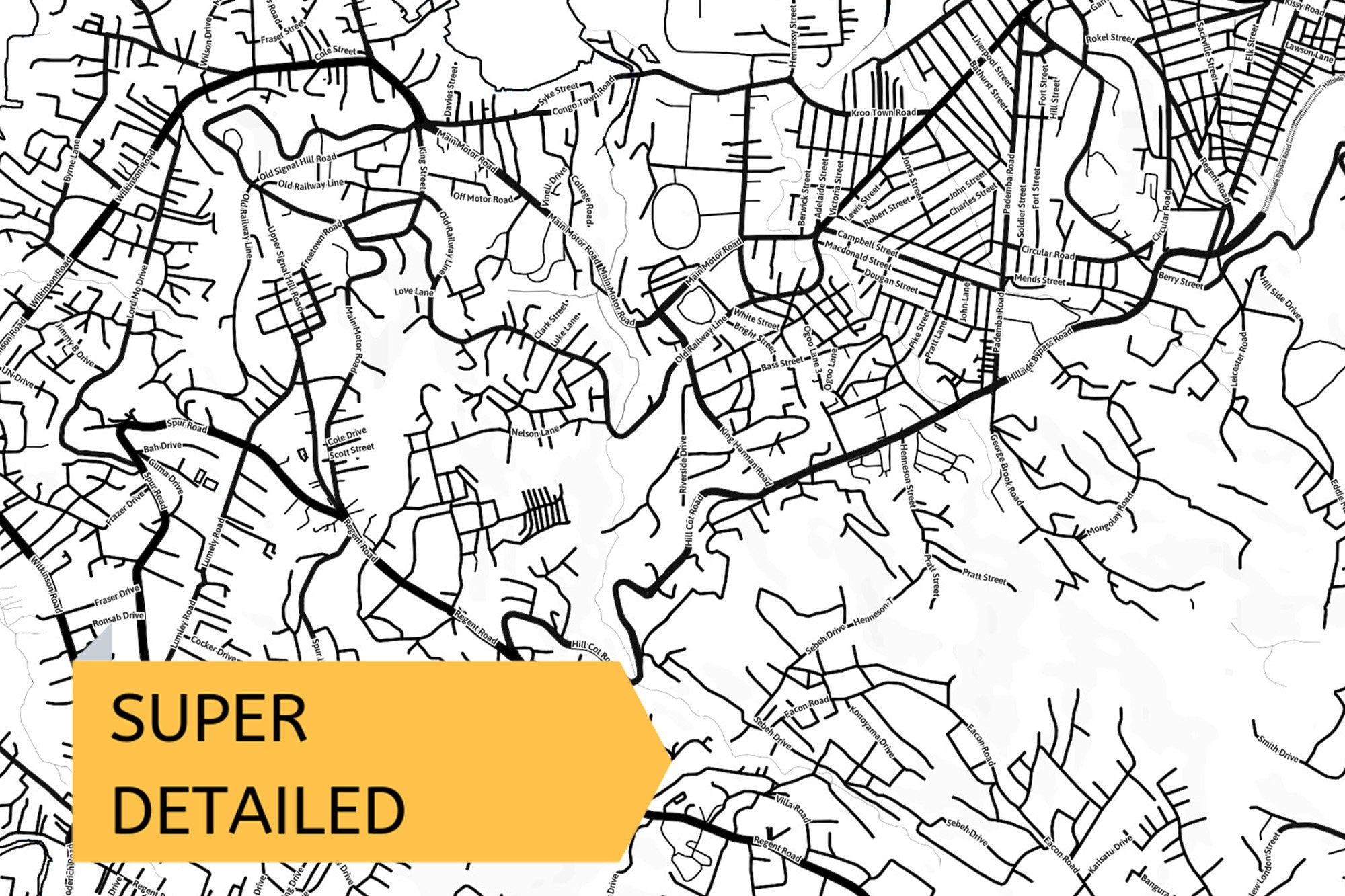 Printable Map of Freetown Sierra Leone With Street Names | Etsy