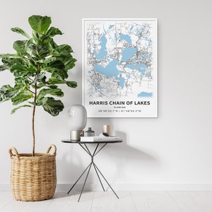 Printable Map of Harris Chain of Lakes, Florida Instant Download Lake ...