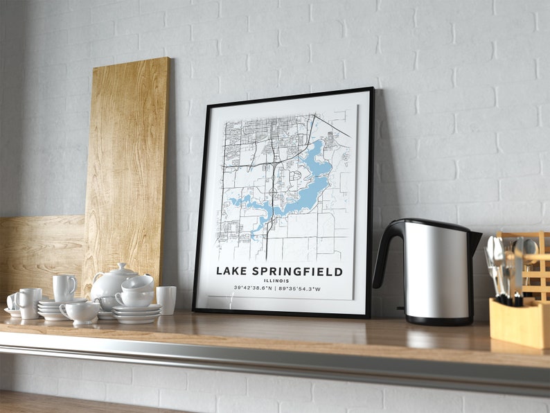 Printable Map of Lake Springfield Illinois United States - Etsy