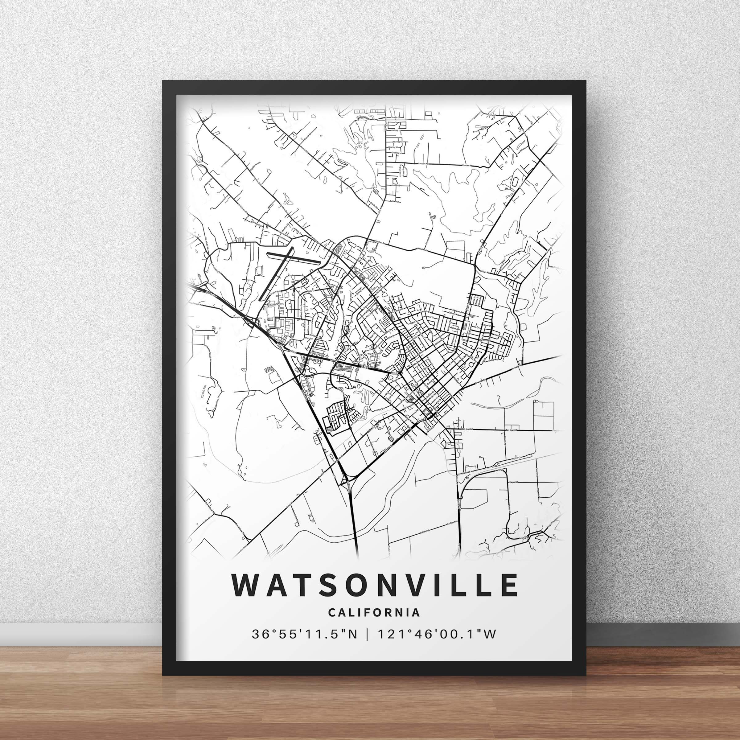 Printable Map of Watsonville California CA United States - Etsy