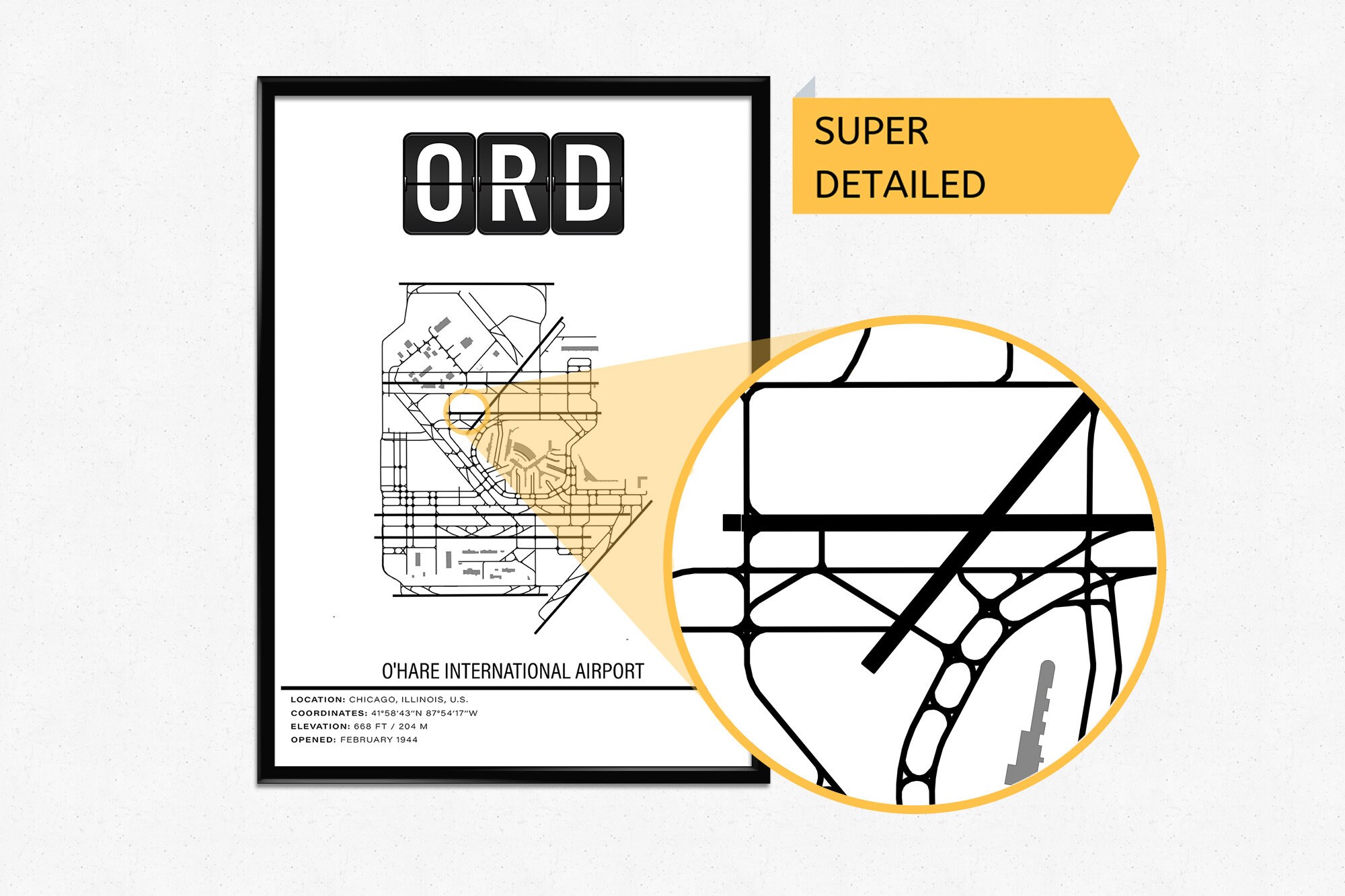 ORD Chicago O'hare International Airport Poster Instant | Etsy