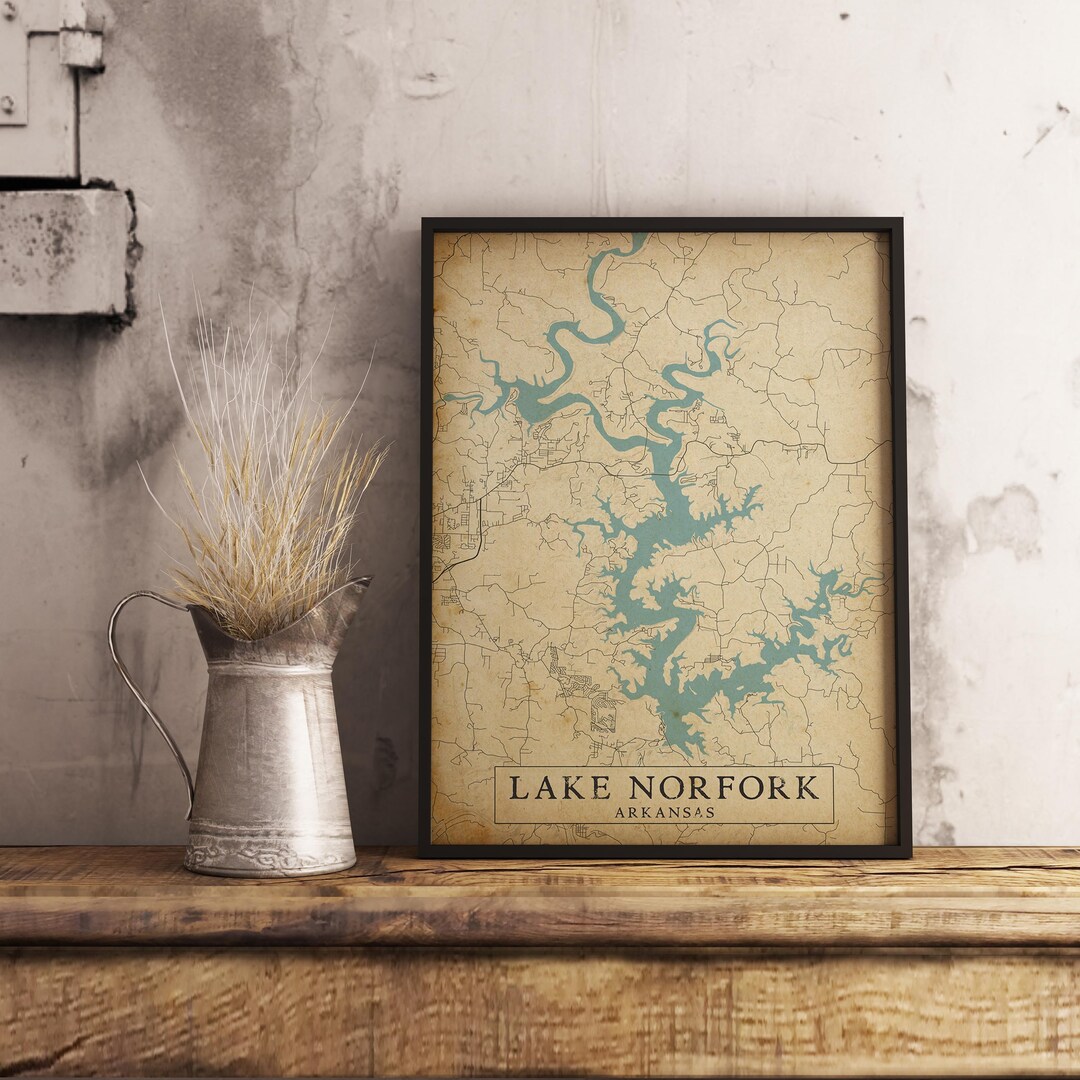 Vintage Style Map of Lake Norfork Arkansas USA Instant - Etsy