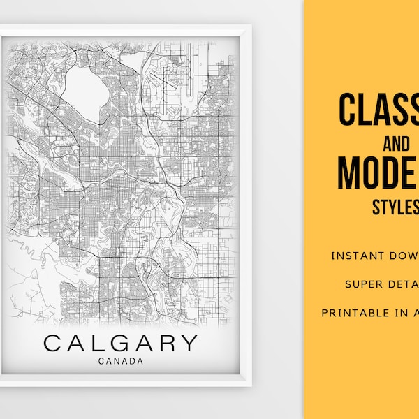 Calgary City Map - Etsy Canada