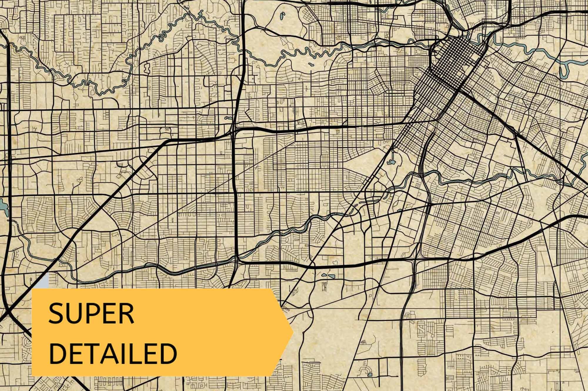 Printable Vintage Style Map of Houston Texas Instant - Etsy