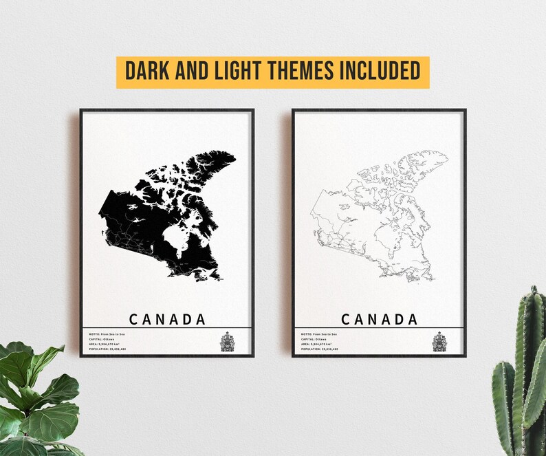Canada Map Poster, Printable Road Map With City Names (instant Download ...