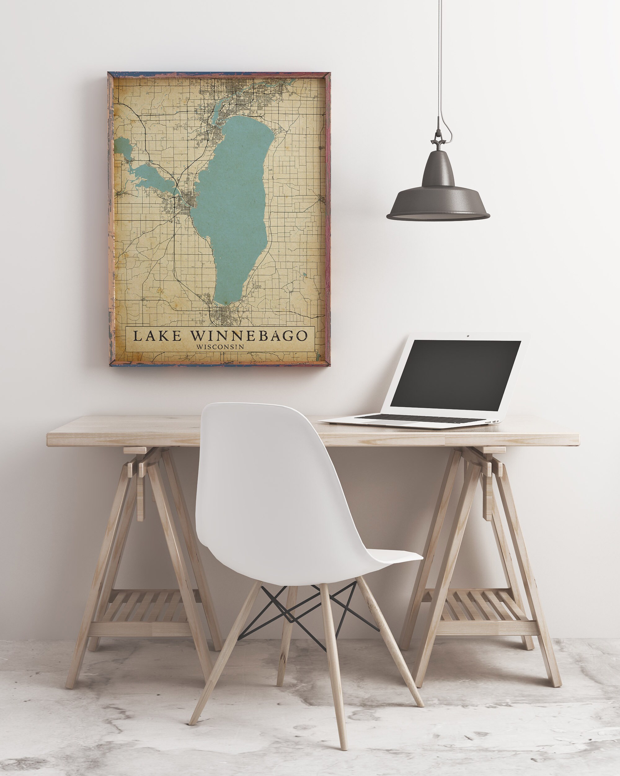 Printable Vintage Style Map of Lake Winnebago Wisconsin USA | Etsy