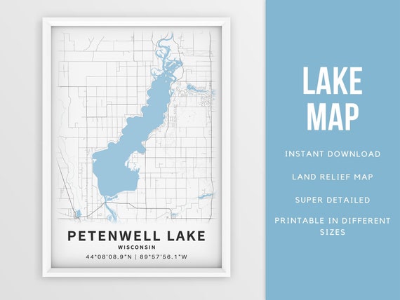 Printable Map of Petenwell Lake Wisconsin United States - Etsy Israel