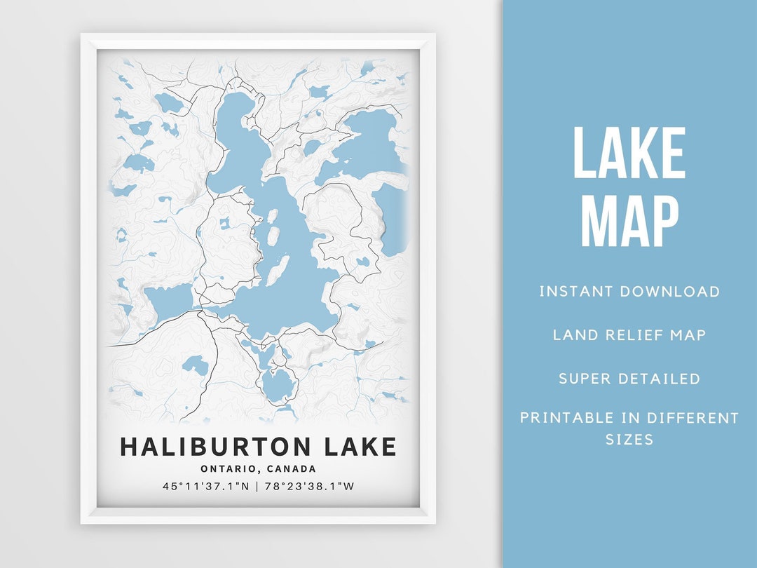 Printable Map of Haliburton Lake Ontario Canada Instant - Etsy Hong Kong