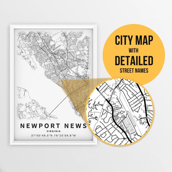 Virginia Road Map With Cities Virginia Beach VA Map Print, Virginia