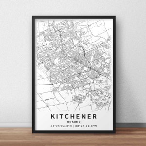 Printable Map of Kitchener, Ontario, Canada With Street Names - Instant ...