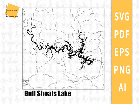 Layered Map of Bull Shoals Lake Arkansas Missouri Roads Map - Etsy