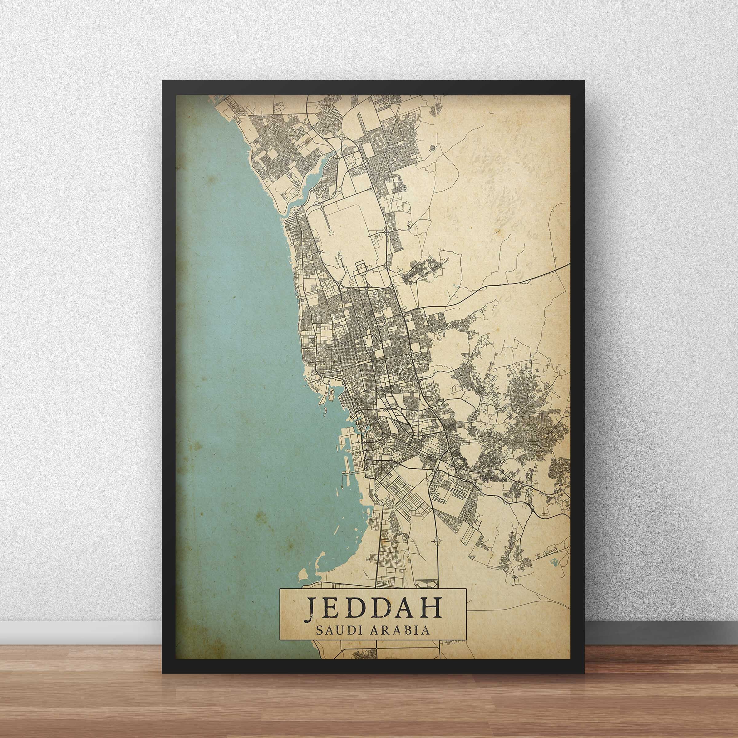 Vintage Style Map of Jeddah Saudi Arabia Instant Download - Etsy Ireland