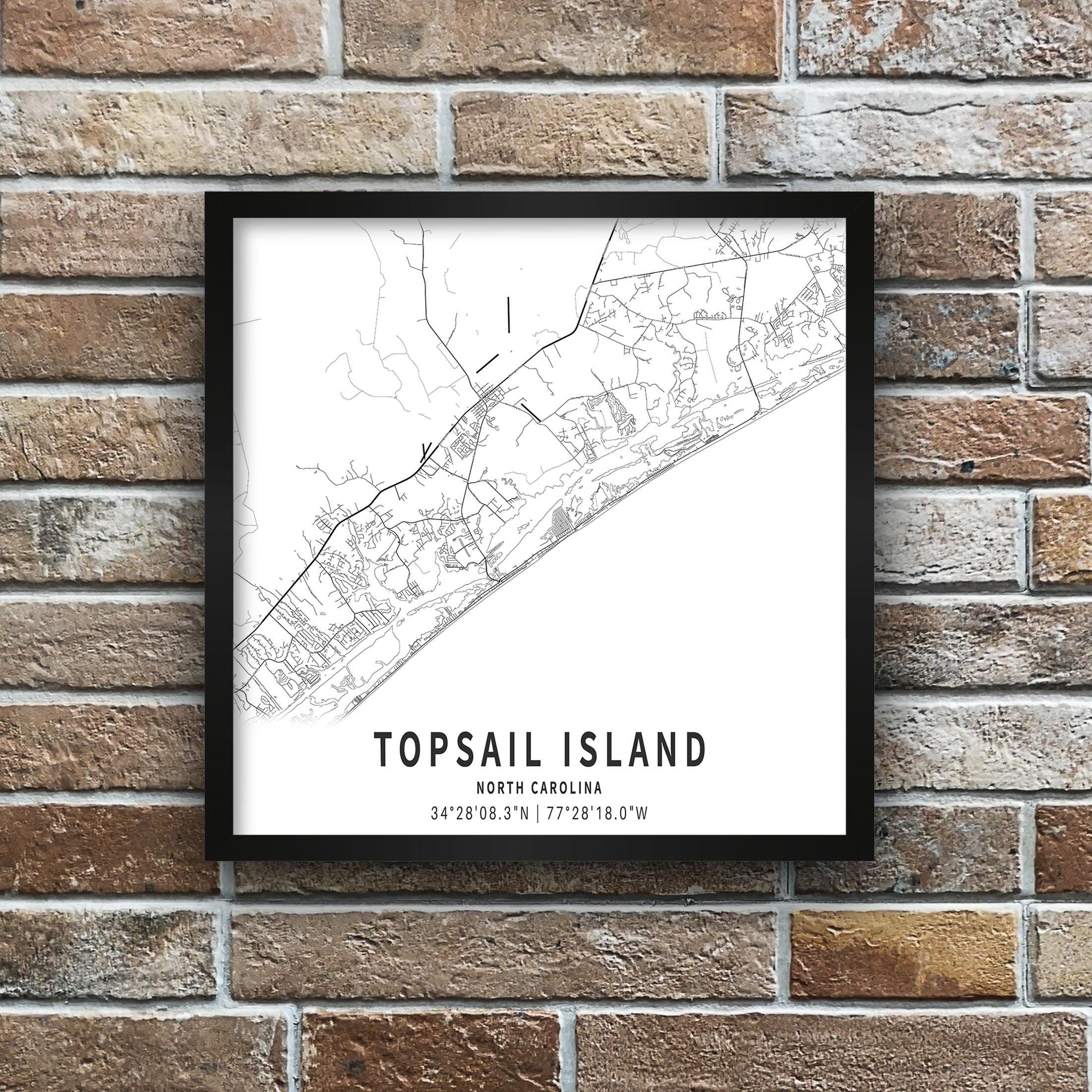 Printable Map of Topsail Island, North Carolina, USA With Street Names ...