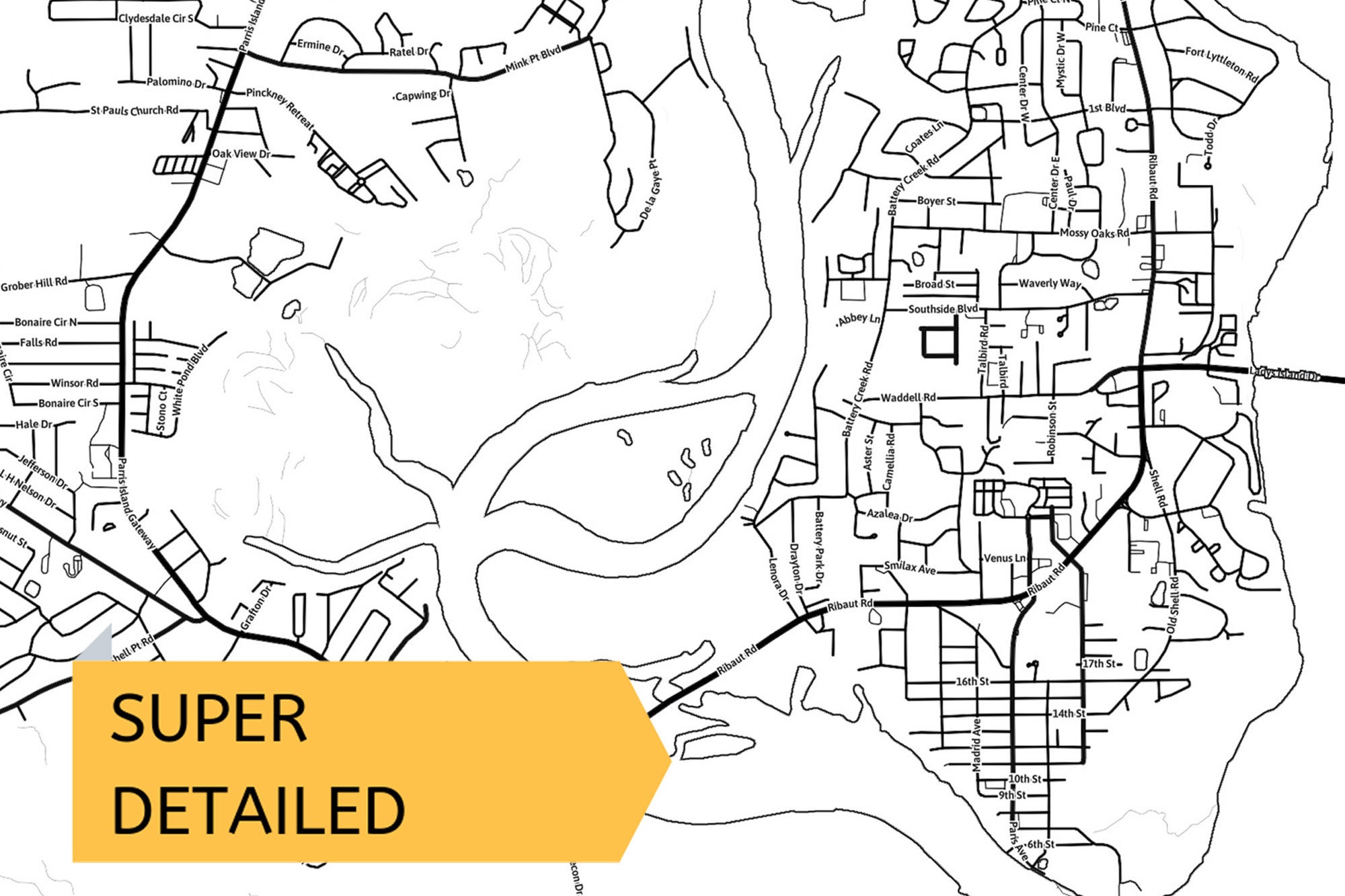 Printable Map of Beaufort South Carolina SC United States - Etsy