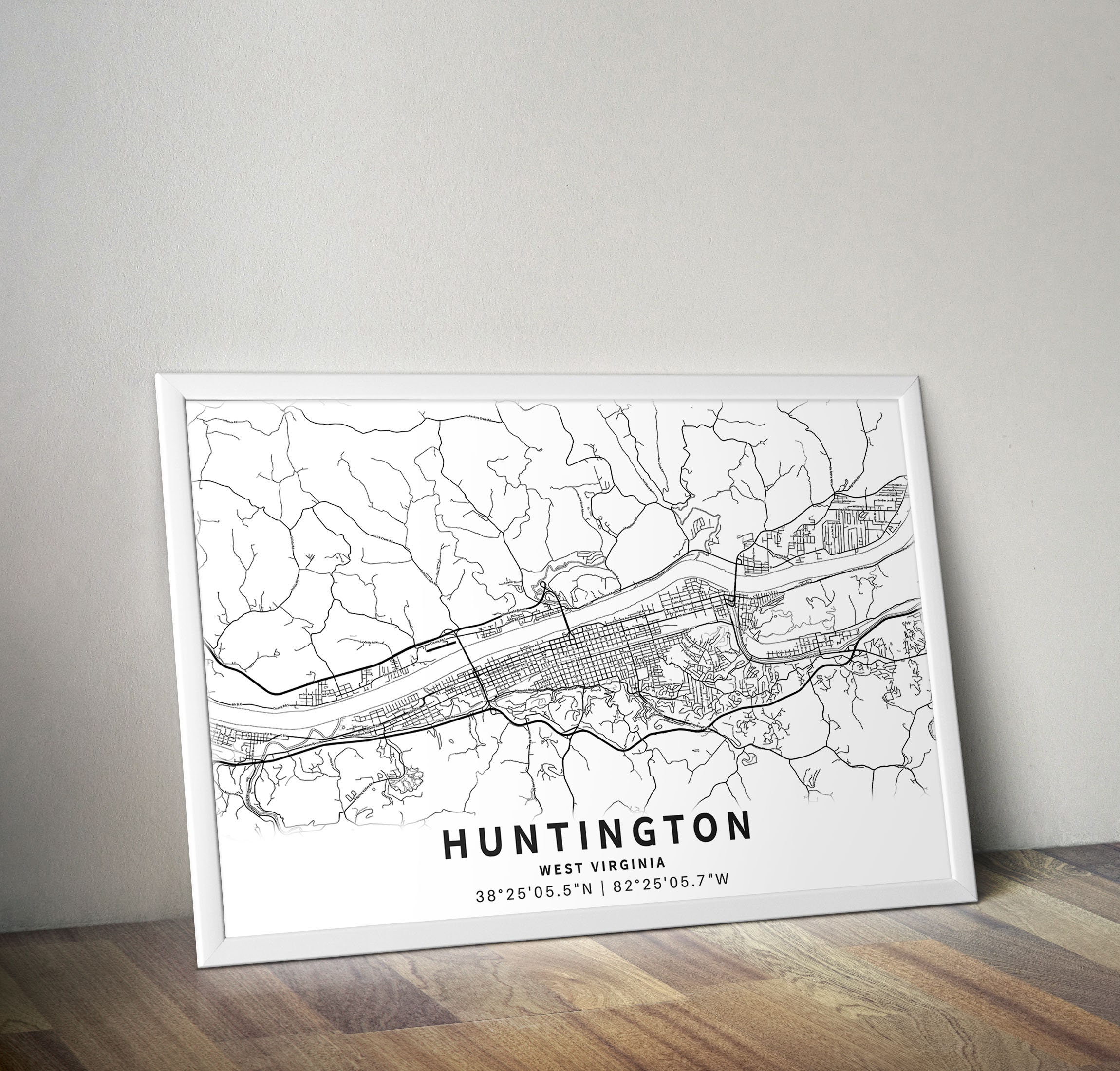 Printable Map of Huntington, West Virginia, USA With Street Names ...