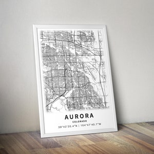 Aurora Colorado Map With Street Names, Printable Aurora City Poster ...