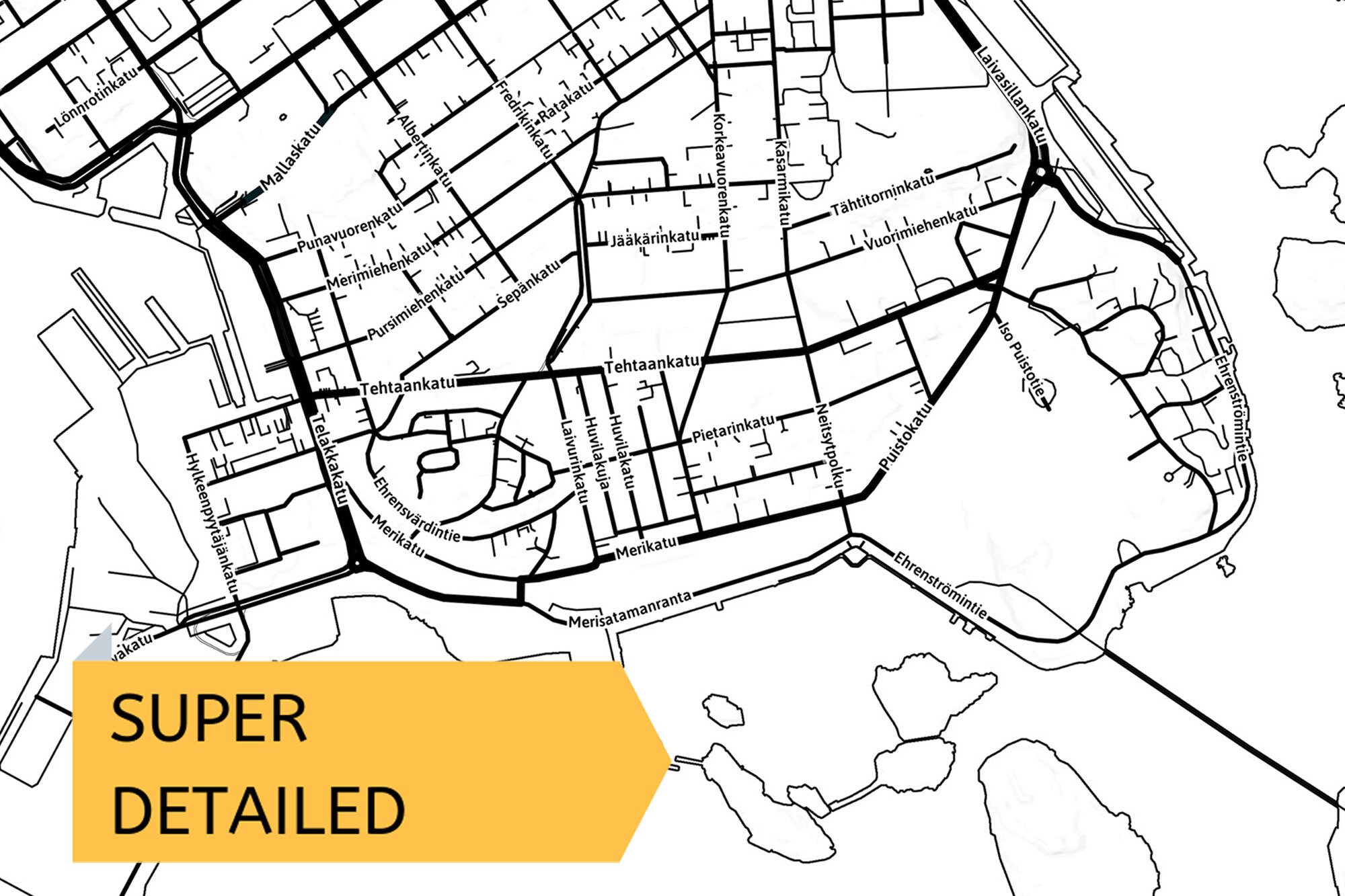 Printable Map of Helsinki Finland With Street Names Instant - Etsy