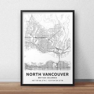 Printable Map of North Vancouver, British Columbia, Canada With Street ...