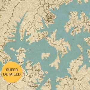Beaver Lake Vintage Style Map, Printable Arkansas Lake House Poster ...