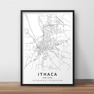 Printable Map of Ithaca, New York, USA With Street Names - Instant ...