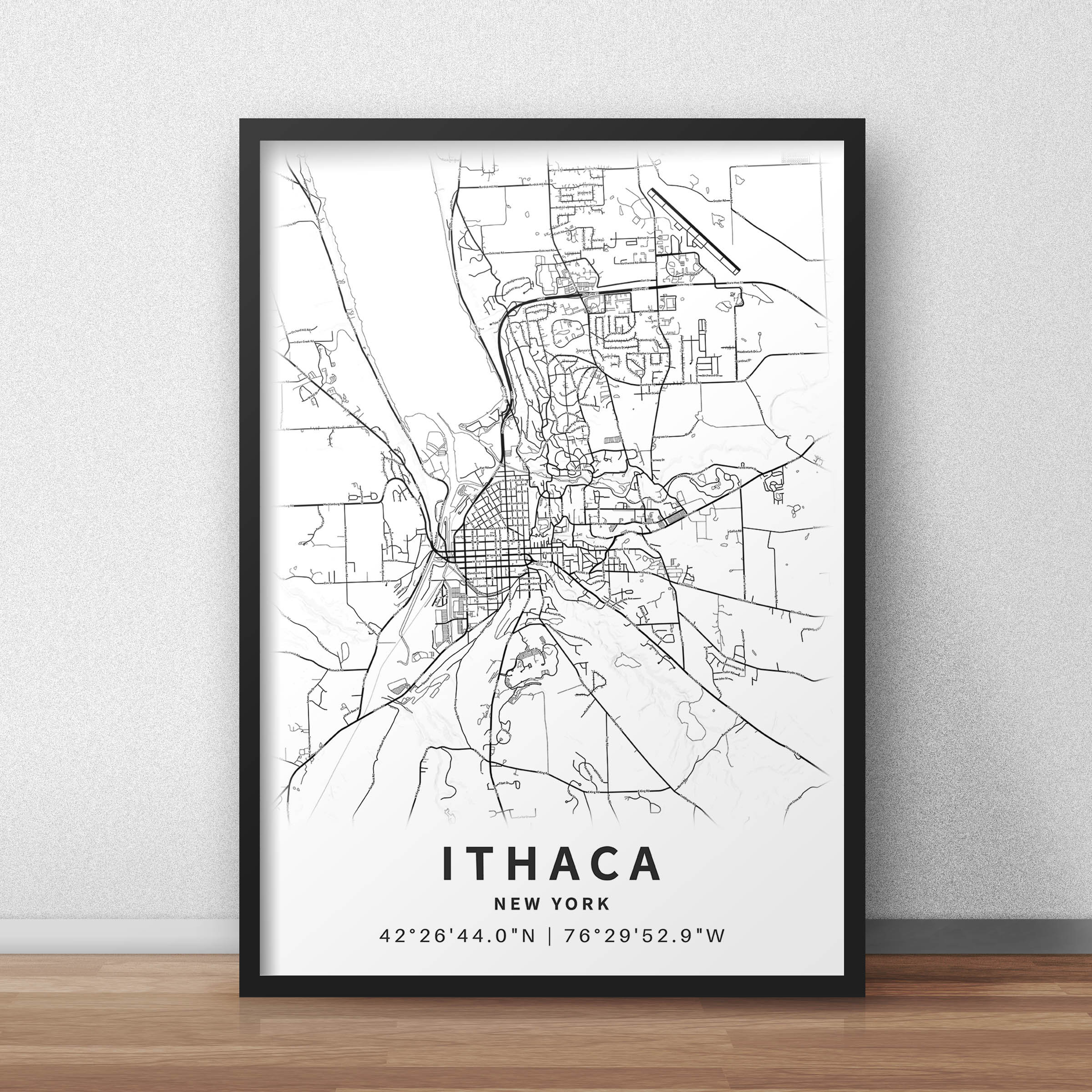 Printable Map of Ithaca NY United States With Street Names - Etsy