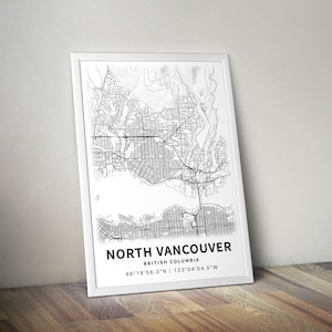 Printable Map of North Vancouver, British Columbia, Canada With Street ...