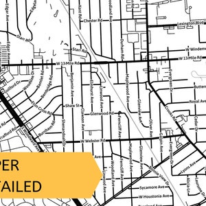 Printable Map of Royal Oak, Michigan, USA With Street Names - Instant ...