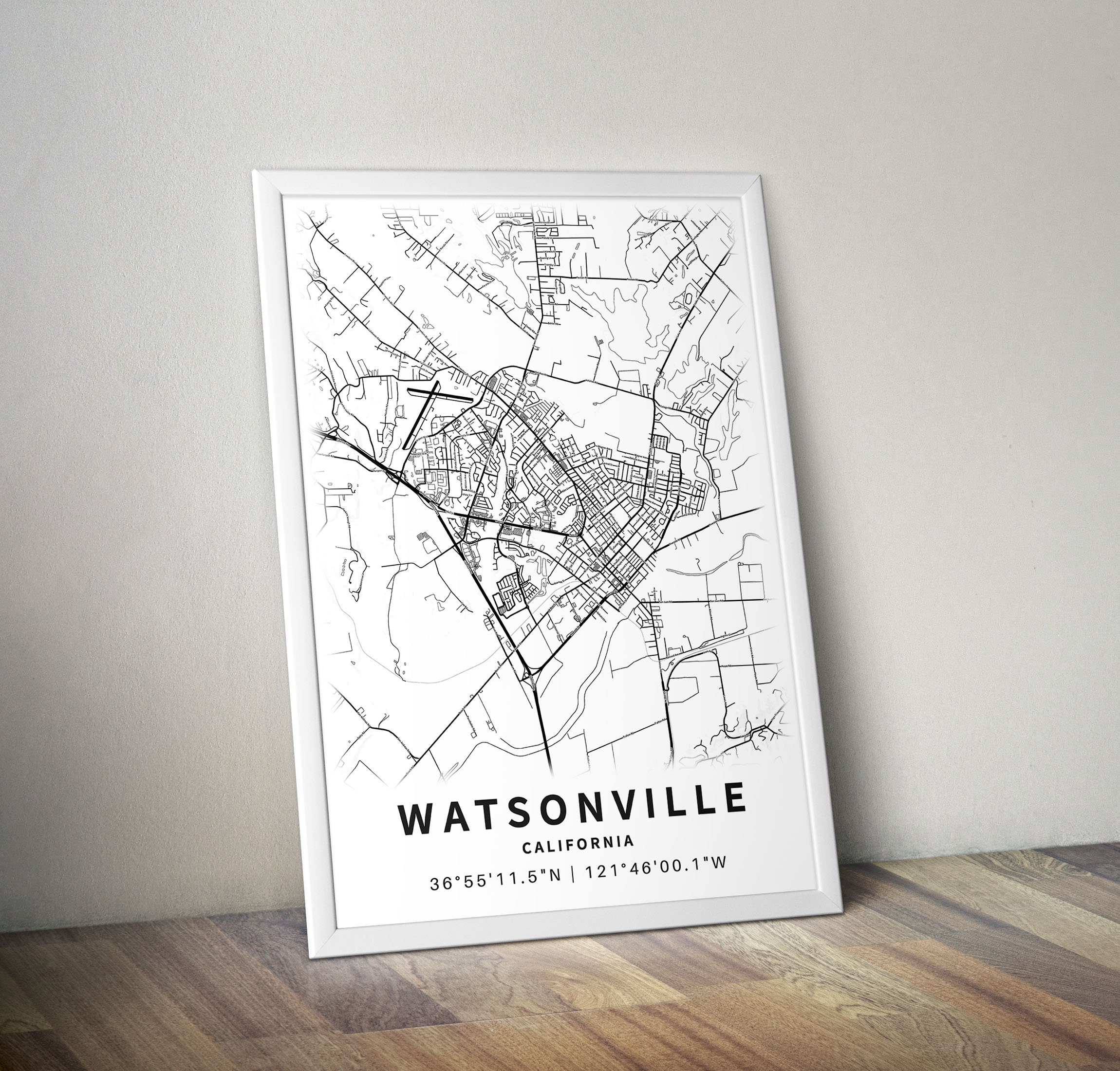 Printable Map of Watsonville California CA United States - Etsy